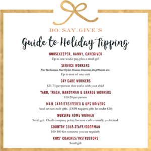 DoSayGive's Holiday Tipping Guidelines