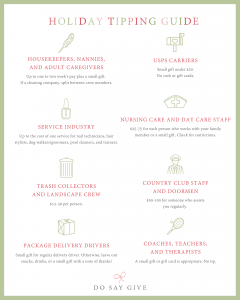 DoSayGive's Holiday Tipping Guide | Do Say Give