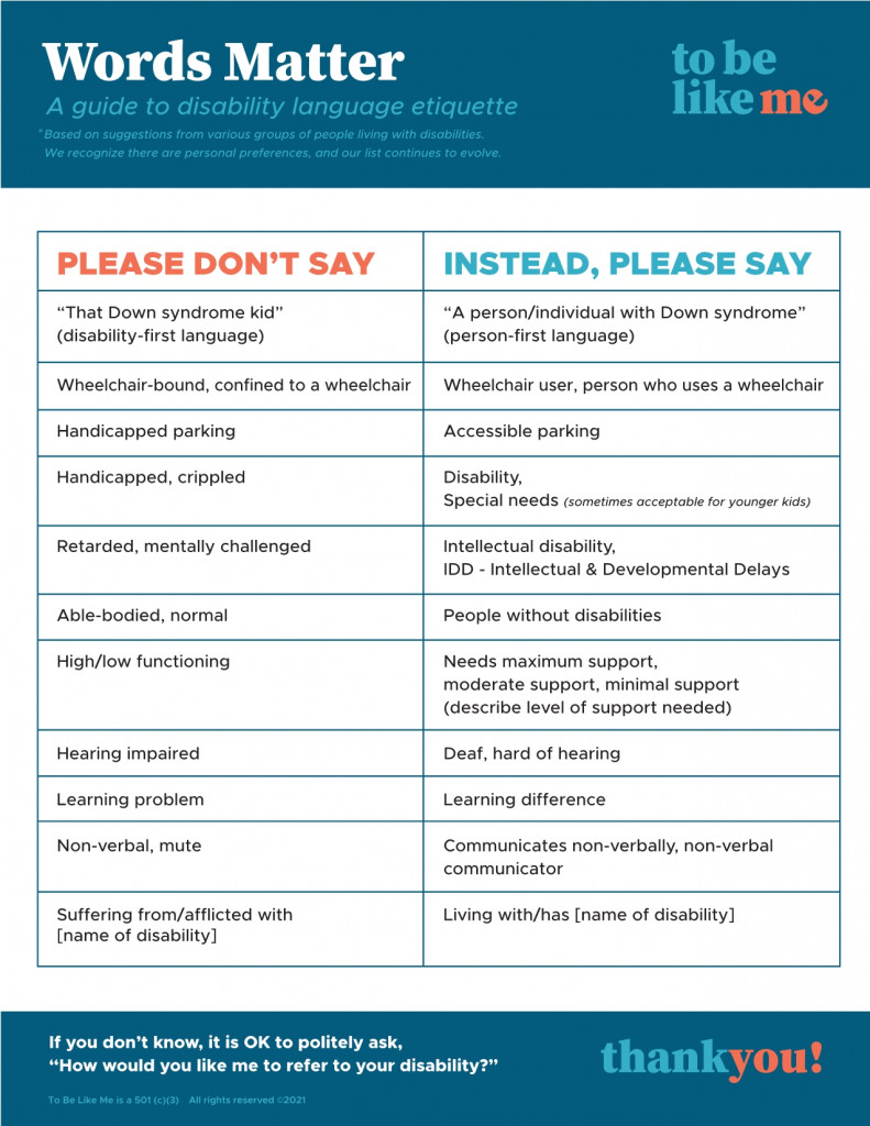 Words Matter: Disability Language Etiquette | Do Say Give